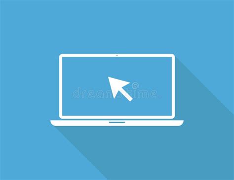 Laptop With Cursor Icon On White Backdrop Pointer Arrow Symbol