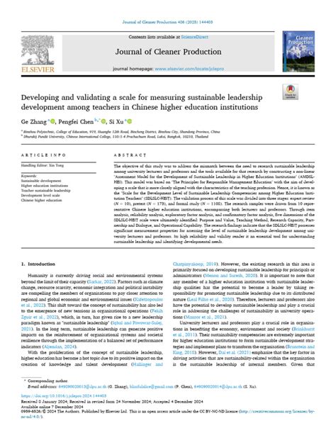 Developing And Validating A Scale For Measuring Sustainable Leadership Development Among