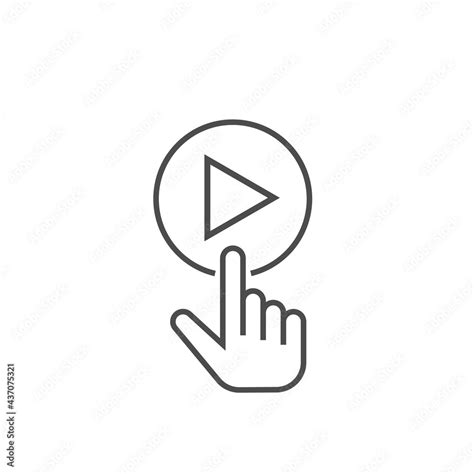 finger pressing play button outline icon vector sign stock vector