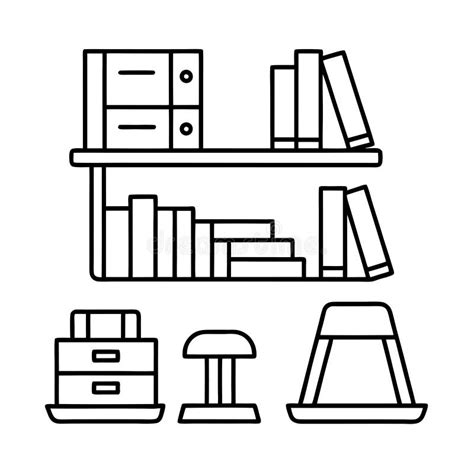 Icons For Tiny Library Furniture Design Stock Illustration Illustration Of Unique Tiny 352581126