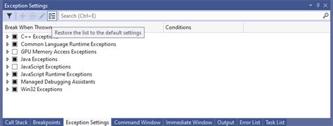 How To Re Enable Breaking On Unhandled Exception In Visual Studio Express For Web Stack