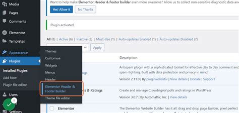 Install And Activate Elementor Header And Footer Builder Kim Scotland Support