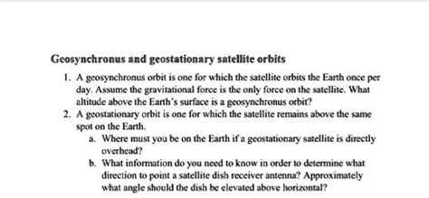 Solved Geusynchronus And Geostationary Satellite Orbits Geosynchronus
