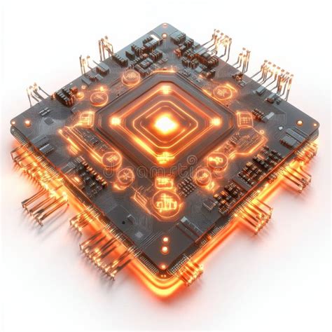 A Computer Chip With A Light On It Stock Illustration Illustration Of