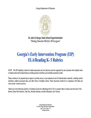 Fillable Online Georgia S Early Intervention Program EIP Fax Email Print PdfFiller