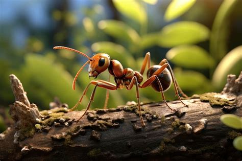 An Ant Walking On A Tree Premium AI Generated Image