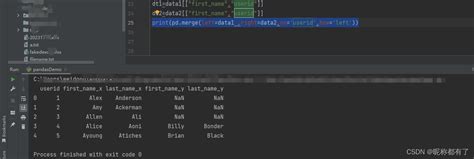Pythonmerge的用法入门，merge可以实现类似sql一样的功能进行表连接 查询，joinleft Joinpython