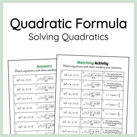 The Quadratic Formula Matching Activity By Hazel Learning Tpt