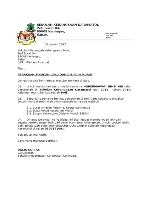 Surat Amaran Salah Laku Pekerja Contoh Surat Amaran Terakhir Kepada