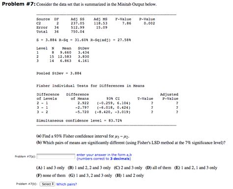 Solved Problem 7 Consider The Data Set That Is Summarized