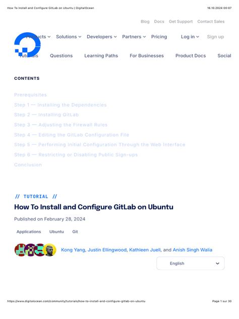 How To Install And Configure Gitlab On Ubuntu Digitalocean Pdf