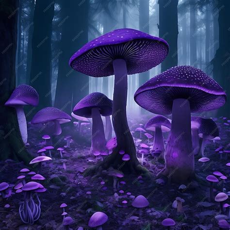 Premium Photo Big Magic Purple Insane Forest Mushrooms