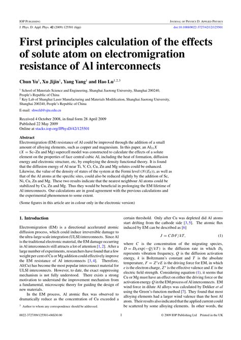 Pdf First Principles Calculation Of The Effects Of Solute Atom On