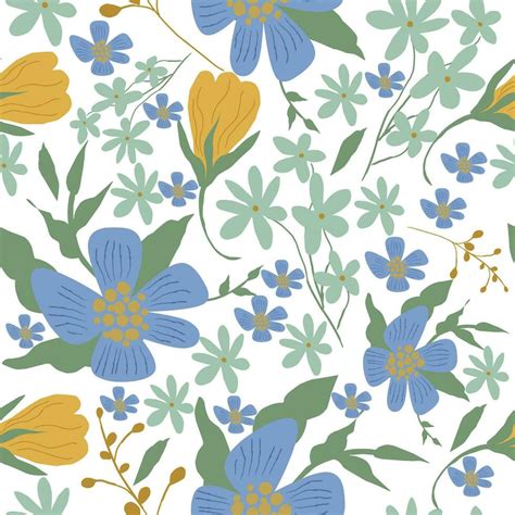 Blue Cute Abstract Flower Seamless Pattern Vector Art At Vecteezy
