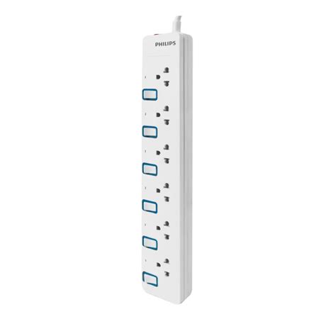 Philips 6 Thai Extension Socket With Individual Switch 5m Cord รางปลั๊กไฟ 6 ช่อง White รีวิว
