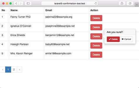 Laravel5 确认框从数据库示例中删除记录 · Blog