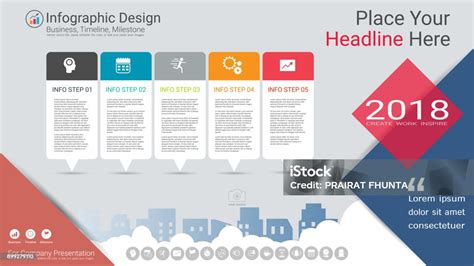 비즈니스 인포 그래픽 타임 라인 이정표 또는로 지도 5 옵션 전략적 계획 회사 값을 정의 하는 사실과 통계를 더 재미 있게