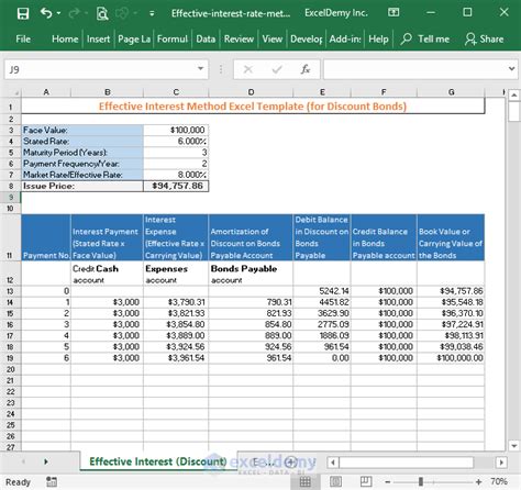 Effective Interest Rate Method Excel Template Free Exceldemy