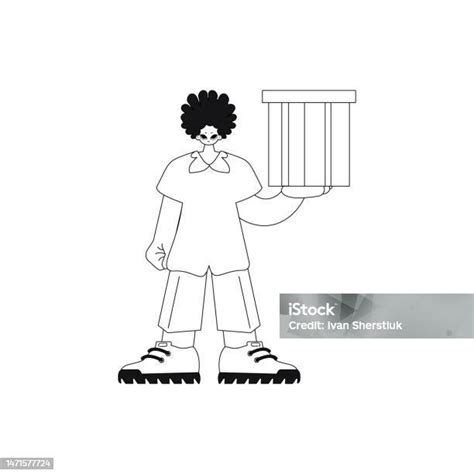 가이는 상자를 손에 들고 있습니다 패키지 제공 간단한 벡터 기반 그림입니다 나름에 대한 스톡 벡터 아트 및 기타 이미지 나름 남자 단일 이미지 Istock