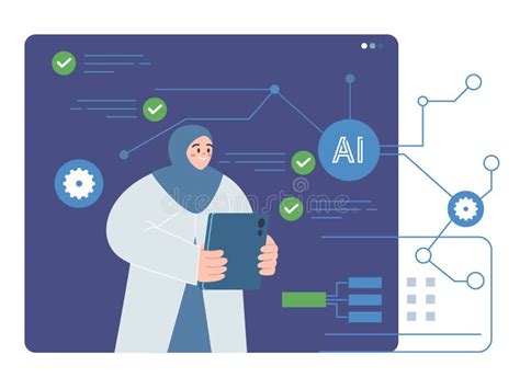 Ai Scientist Do Research For Artificial Intelligence Technology Science Woman Stock Illustration