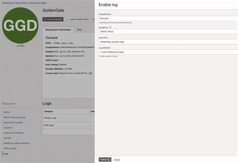 Access Oci Goldengate Logs Using Oci Logging