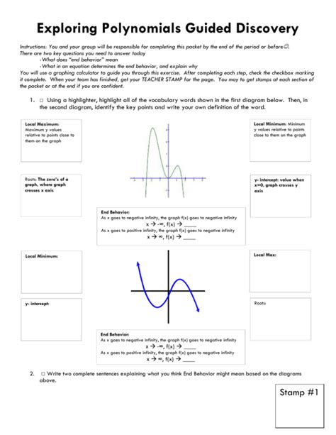 Polynomial End Behavior Guided Discovery Worksheet