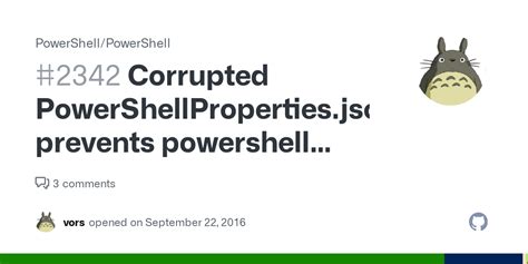 corrupted powershellproperties json prevents powershell from starting · issue 2342 · powershell