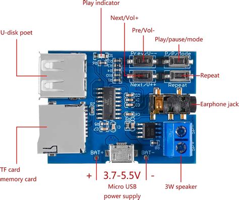 Qccan 6 Módulos De Decodificador Micro Usb Mp3 Tarjeta Tf Disco U Mp3 Formato Decodificador