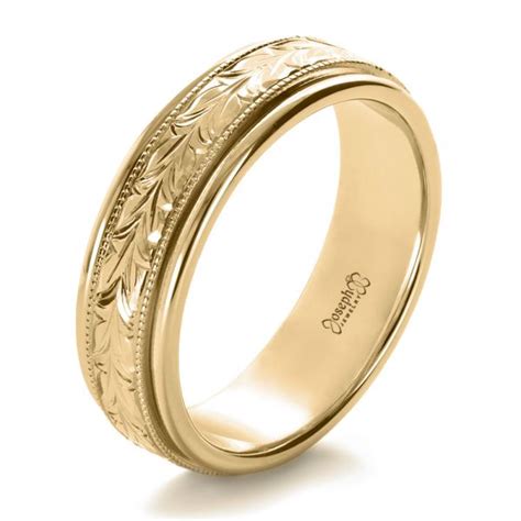 14k Yellow Gold Custom Hand Engraved Wedding Band 1213 Seattle