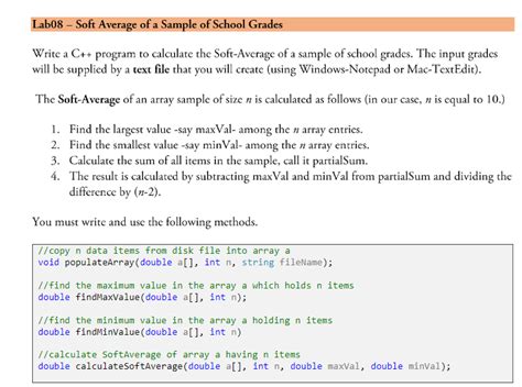 Solved Lab08 Soft Average Of A Sample Of School Grades