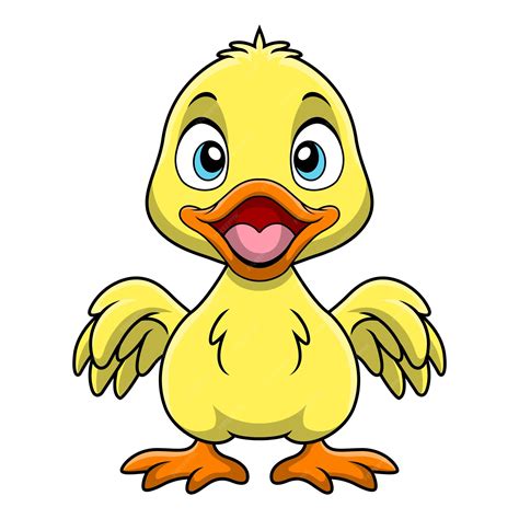 Schattige Kleine Eend Cartoon Op Witte Achtergrond Premium Vector