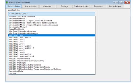 variables and types of processes included at the different levels of