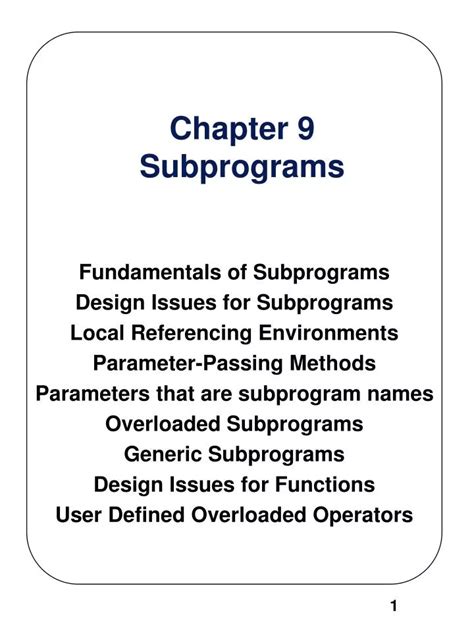 ppt chapter 9 subprograms powerpoint presentation free download id
