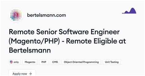 Remote Senior Software Engineer Magentophp Remote Eligible Job At Bertelsmann Himalayas