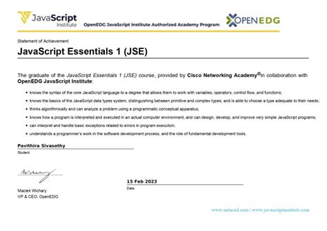 Pavithira Sivasothy On Linkedin I Am Happy To Share That I Have Completed Javascript Essentials