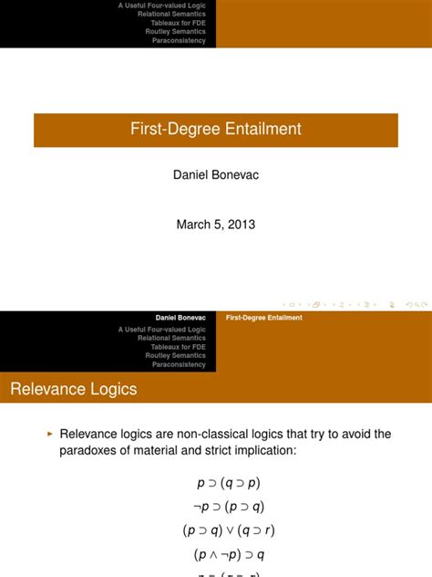 First Degree Entailment Daniel Bonevac Pdf Logical Consequence Logic