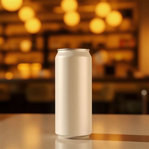 Beer Can Product Shot Mockup Bar Setting Warm Lights