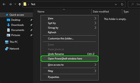 how to open cmd or powershell in the current folder in windows windospc