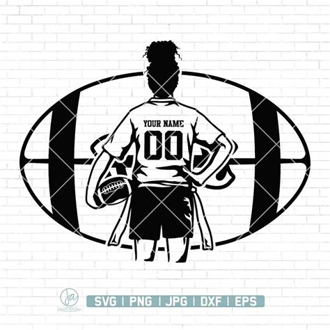 Flag Football Girl Svg Personalized Name Flag Football Player Svg