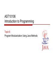 Lec06 Prog Modularization Pdf AST10106 Introduction To Programming