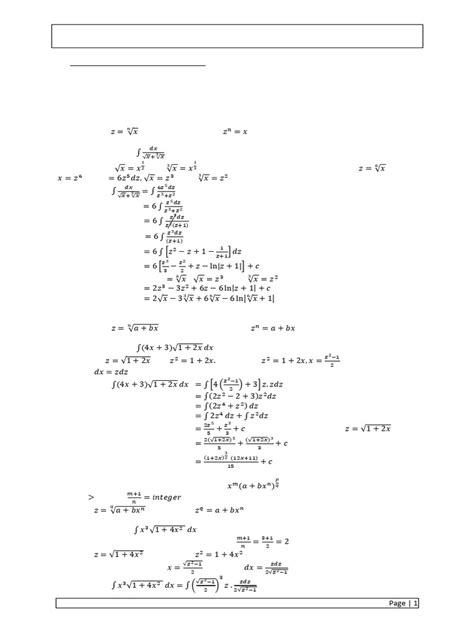 Solving For The Anti Derivative Using Algebraic Substitution Pdf