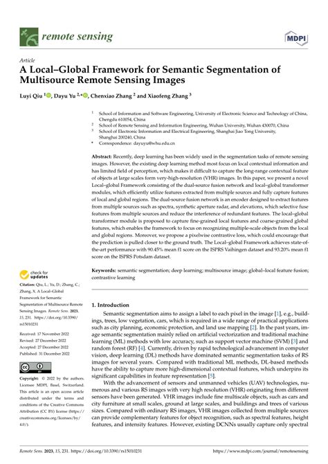 Pdf A Local Global Framework For Semantic Segmentation Of Multisource Remote Sensing Images