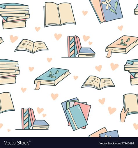 Love For Books Seamless Pattern Royalty Free Vector Image