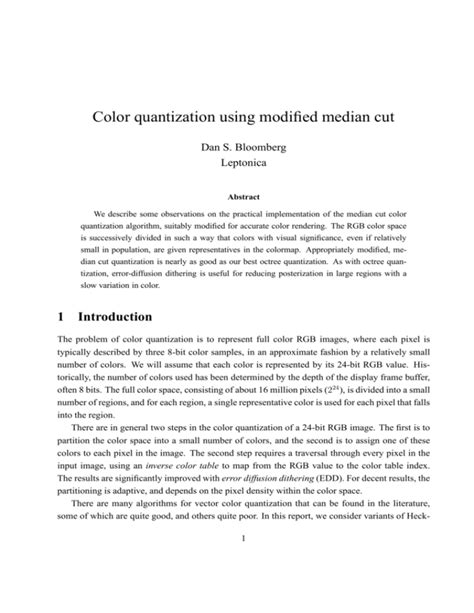 Color Quantization Using Modified Median Cut