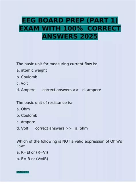EEG BOARD PREP PART 1 EXAM WITH 100 CORRECT ANSWERS 2025 EEG BOARD PREP Stuvia US