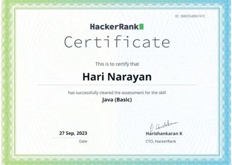Hari Narayan On Linkedin Hackerrank Java Java