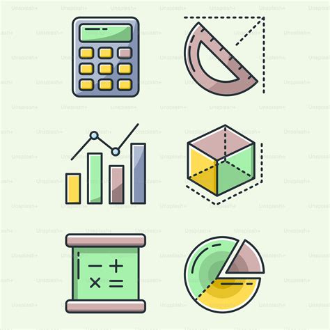 흰색 배경에 있는 다양한 색상의 아이콘 집합 벡터 Unsplash의 과학 이미지