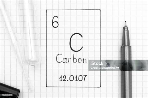 필기 화학 요소 탄소 C 검정 펜 테스트 튜브 및 피 펫 주기율표에 대한 스톡 사진 및 기타 이미지 주기율표 석탄 원자