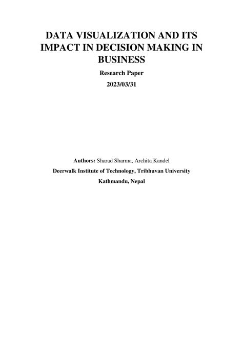 Pdf Data Visualization And Its Impact In Decision Making In Business