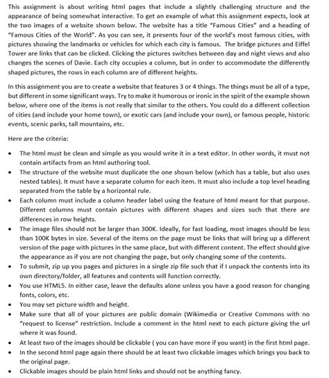 Solved This Assignment Is About Writing Html Pages That